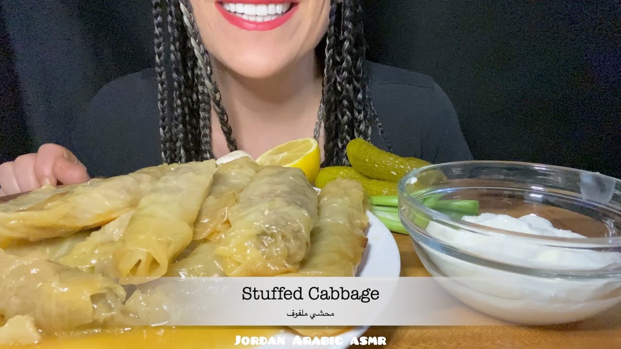 ASMR MUKBANG EATING STUFFED CABBAGE اكل محشي ملفوف - YouTube