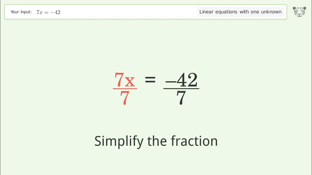 Solve 7x 42 Linear Equation Video Solution Tiger Algebra YouTube solve-7x-42-linear-equation-video-solution-tiger-algebra-youtube