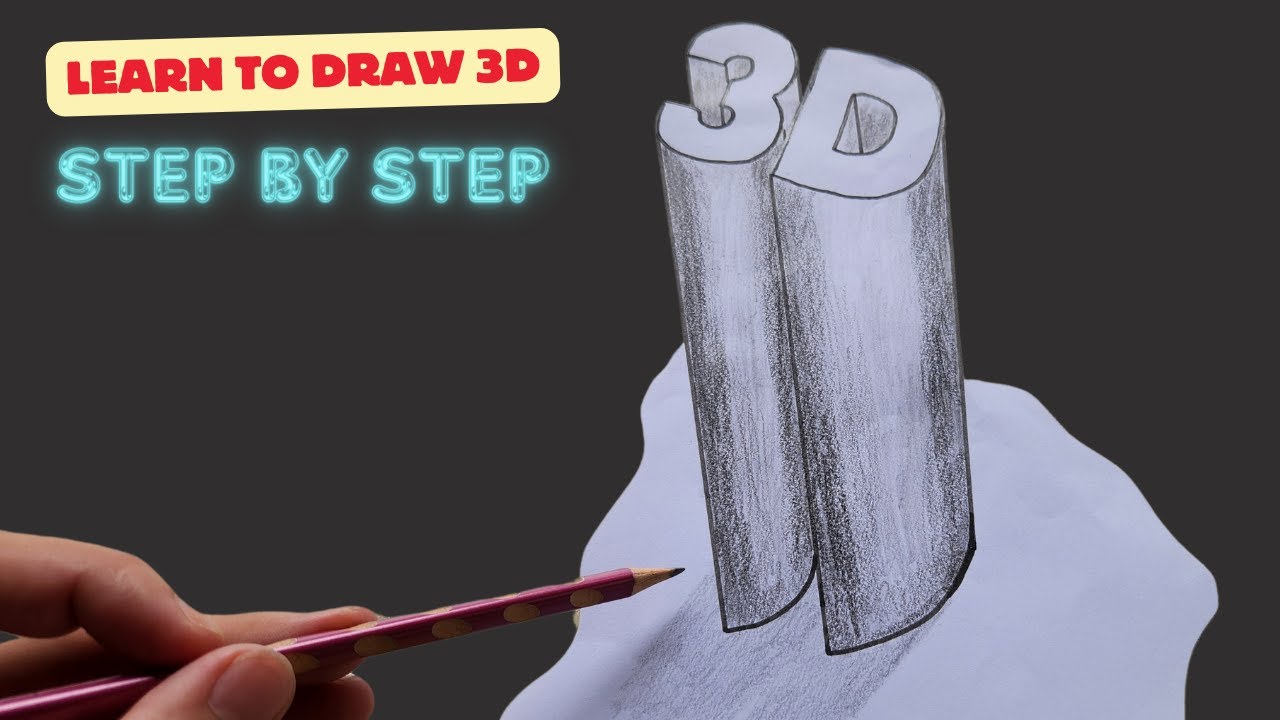 How to draw numbers in 3d with pencil for beginners step by step - 3d ...