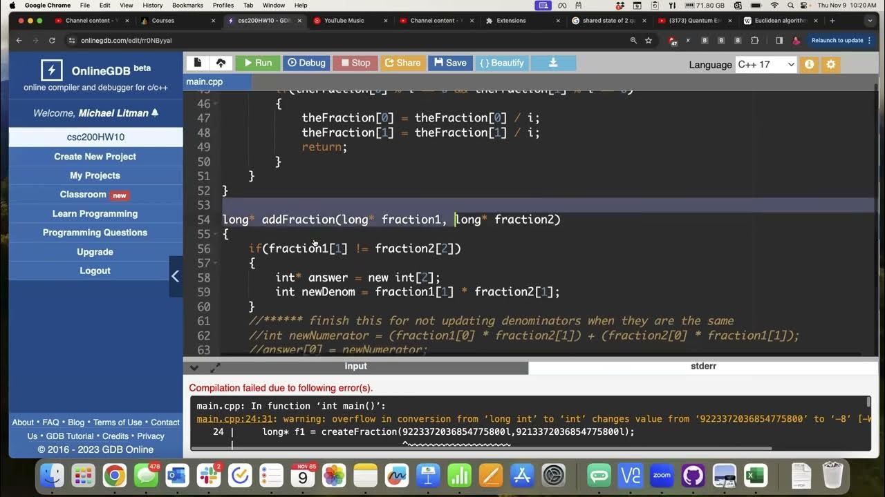 CSC200 11/9/23 Introduction to structs and Euclid's GCD algorithm - YouTube