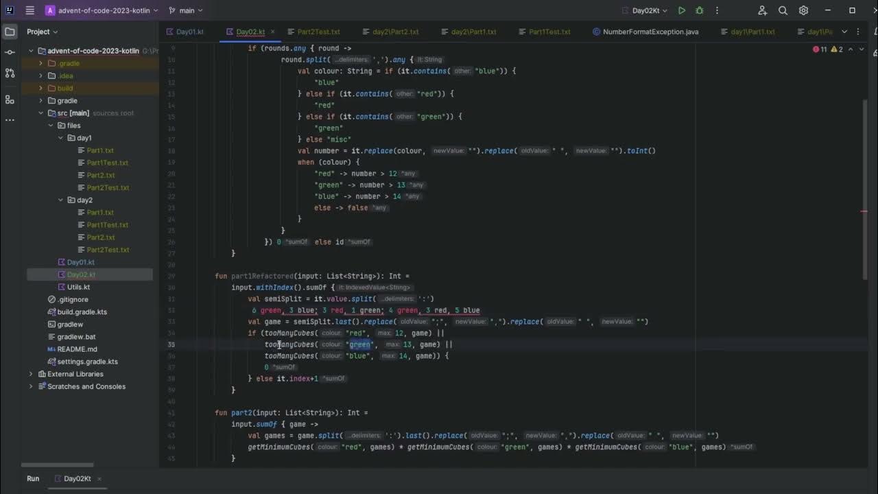 Advent of Code 2023 in Kotlin - Day 2 Cube Conundrum - no mutability or variables - YouTube