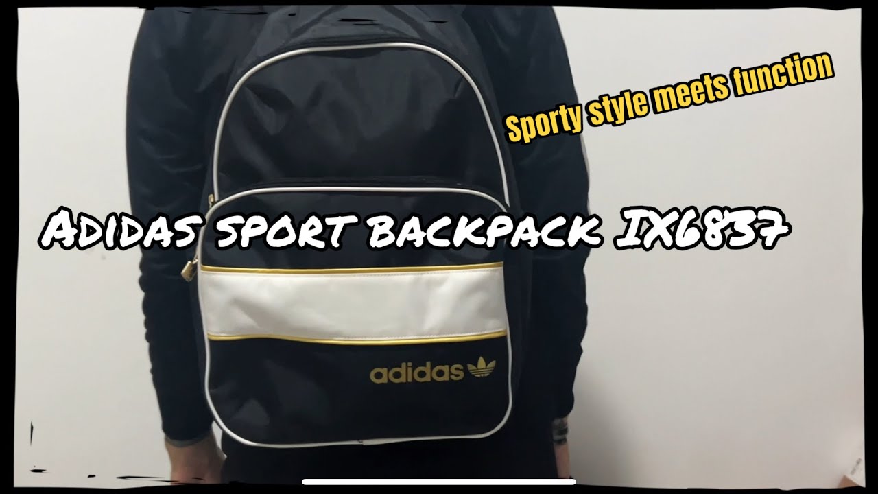 Adidas sport backpack IX6837 unboxing - try on (black/white) - YouTube