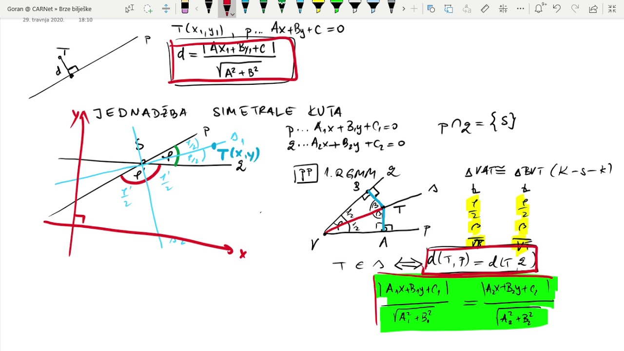 Jednadžba simetrale kuta - YouTube