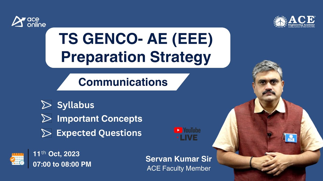 TS GENCO -AE (EEE) Preparation Strategy | Communications | Imp Concepts & Expected Ques | ACE ...