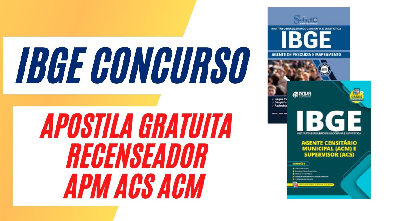 IBGE 2021 - RECENSEADOR APM ACS ACM APOSTILA GRATUITA - YouTube