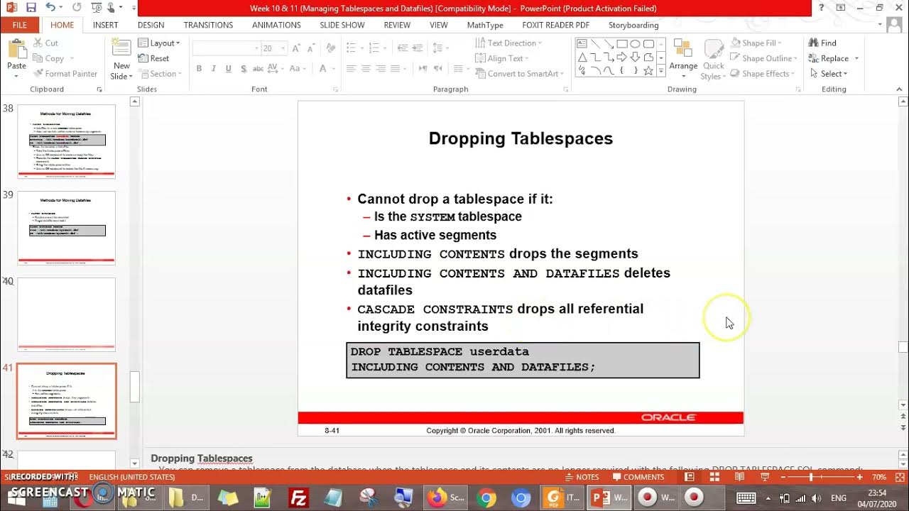 Managing Tablespaces and Datafiles - IV - YouTube