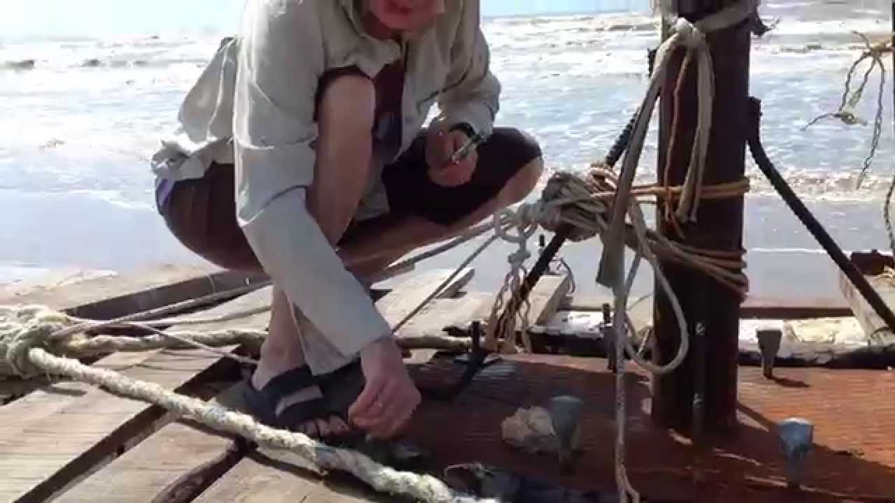 Unbolting Mast from Cuban Refugee Raft Found on Texas beach 6/28/2015 ...