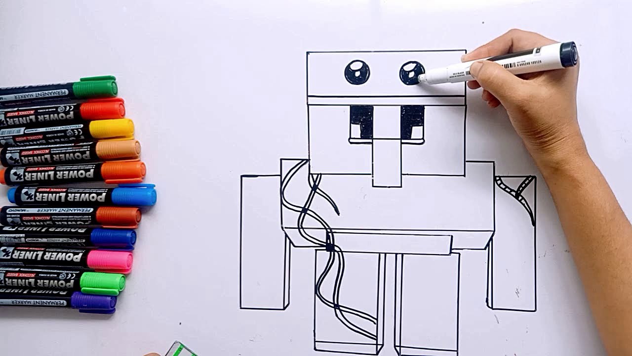 How To Draw Iron Golem Minecraft |Drawing for Children | Pic Draw For ...