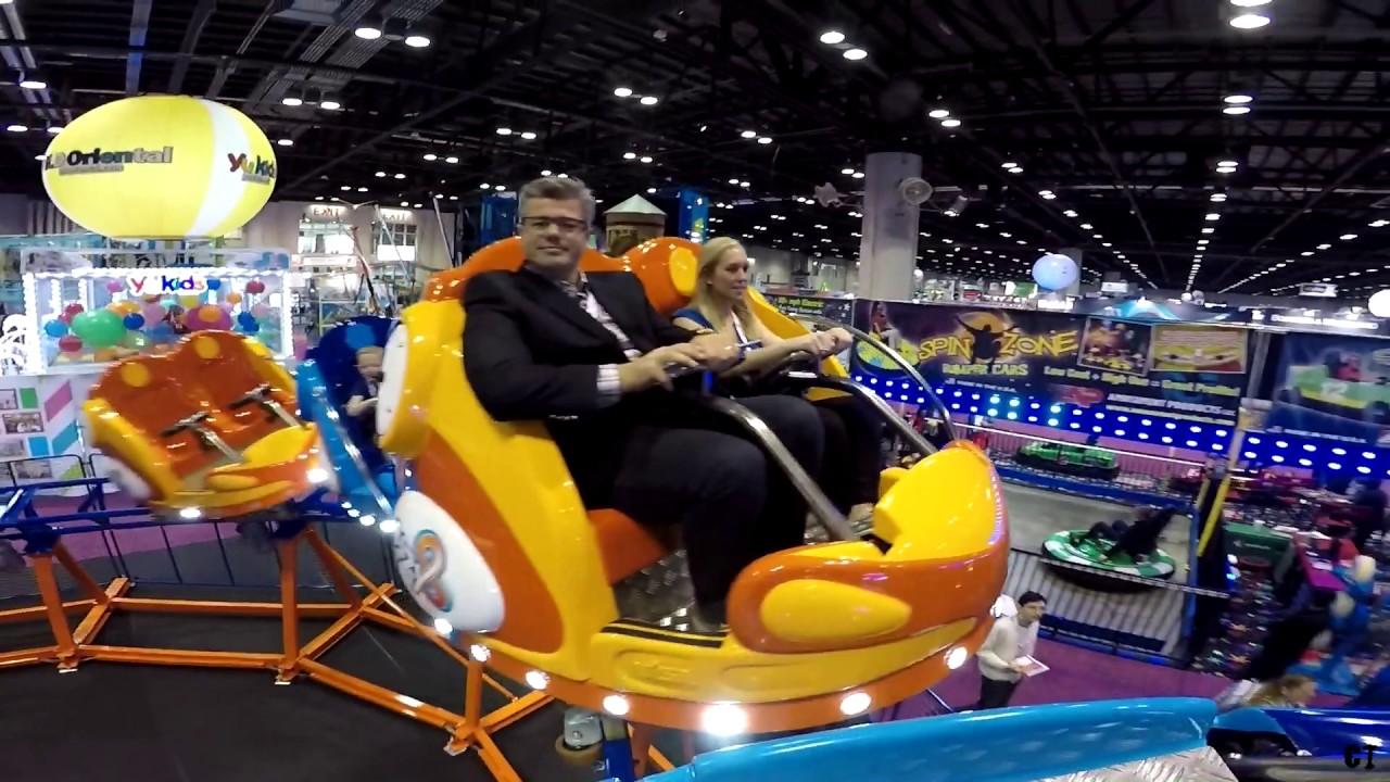 SBF/VISA Crazy8 spinning coaster at IAAPA 2016 - YouTube