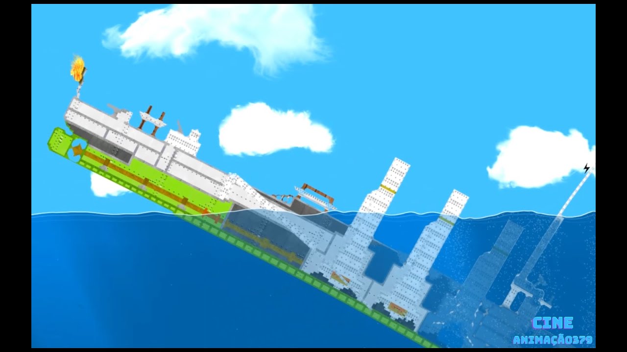 Sinking the Aurora Cruiser ship from the bow in Floating Sandbox ...