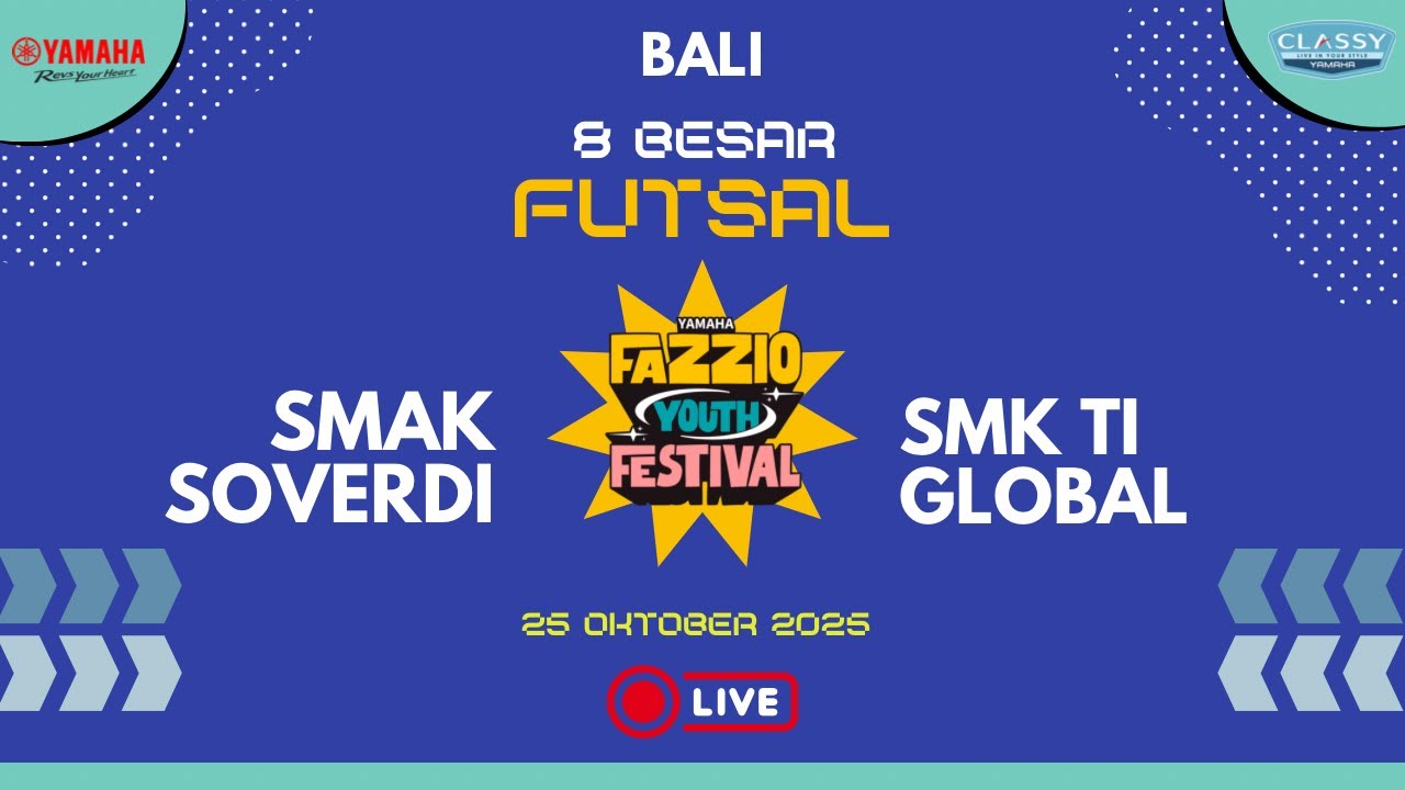 🔴SMAK Soverdi Vs SMK TI Global | 8 Besar Futsal Yamaha Fazzio Youth ...