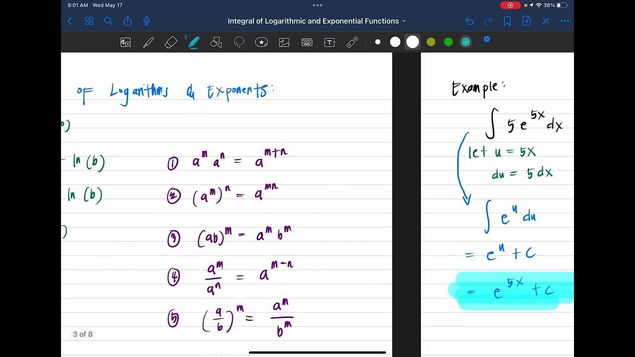 Integrals Yielding Logarithmic and Exponential Functions - YouTube