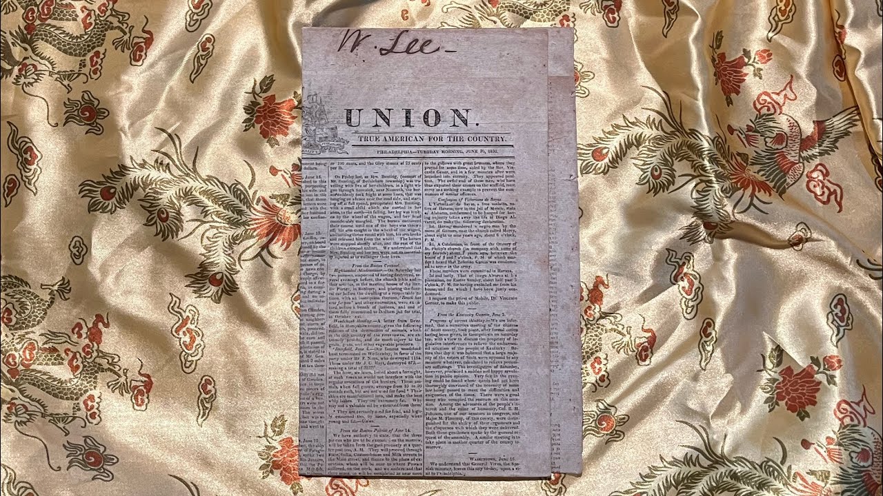 1820 Newspaper-Early American Life-The Union #americanhistory #history ...