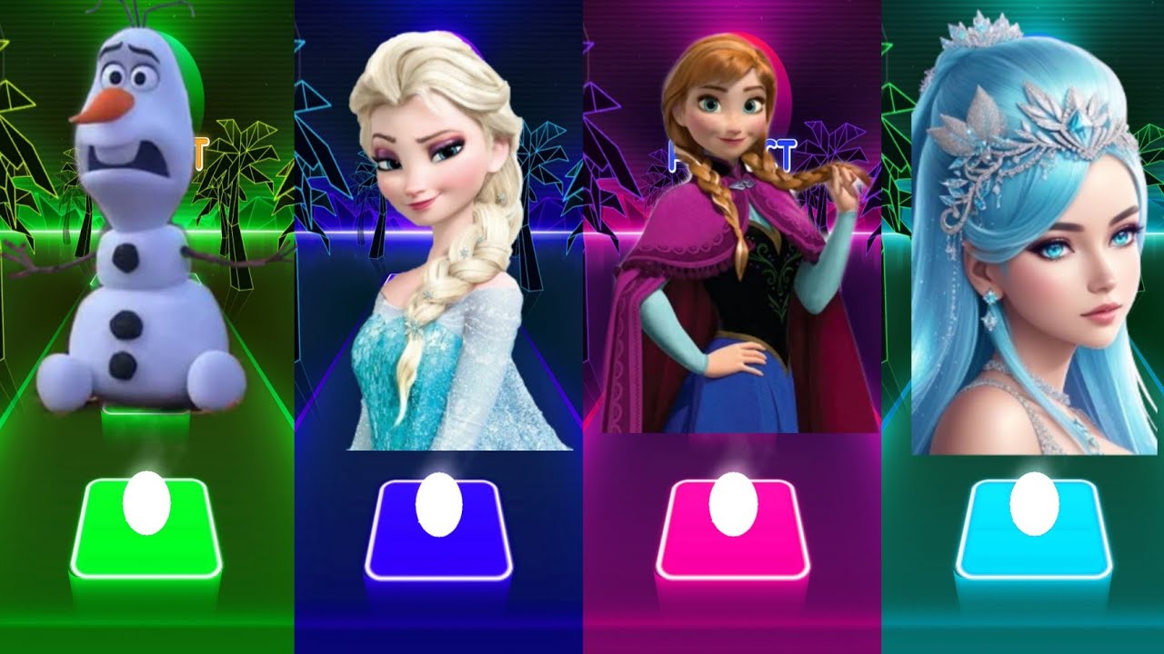 Frozen Olaf - frozen Elsa - frozen Anna - frozen queen tiles hop EDM ...