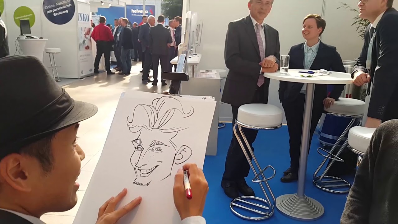 Clip - Live Caricature at a Trade Show - YouTube