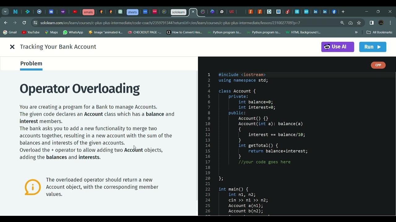 19 Operator Overloading C Intermediate Sololearn Youtube