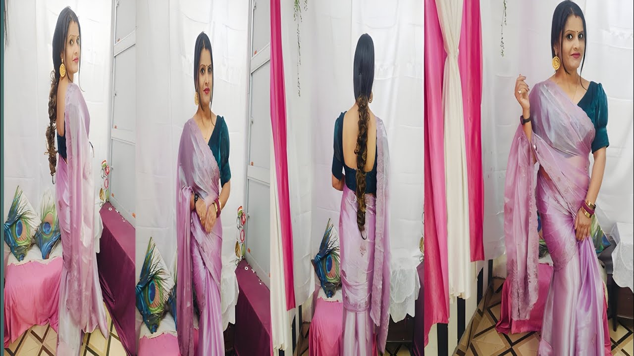 Unique Style Open Pallu Saree Draping / Glambeautysadhana - YouTube