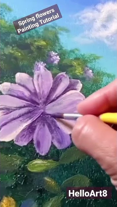 Spring flowers painting tutorial / easy acrylic painting tutorial #30 # ...