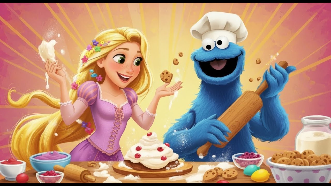 Baking Adventures with Rapunzel and Cookie Monster - YouTube