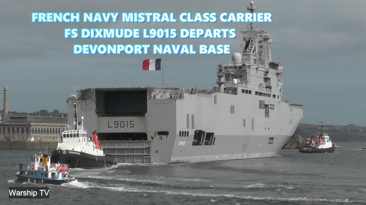 FRENCH NAVY MISTRAL CLASS HELICOPTER CARRIER FS DIXMUDE L9015 DEPARTS ...