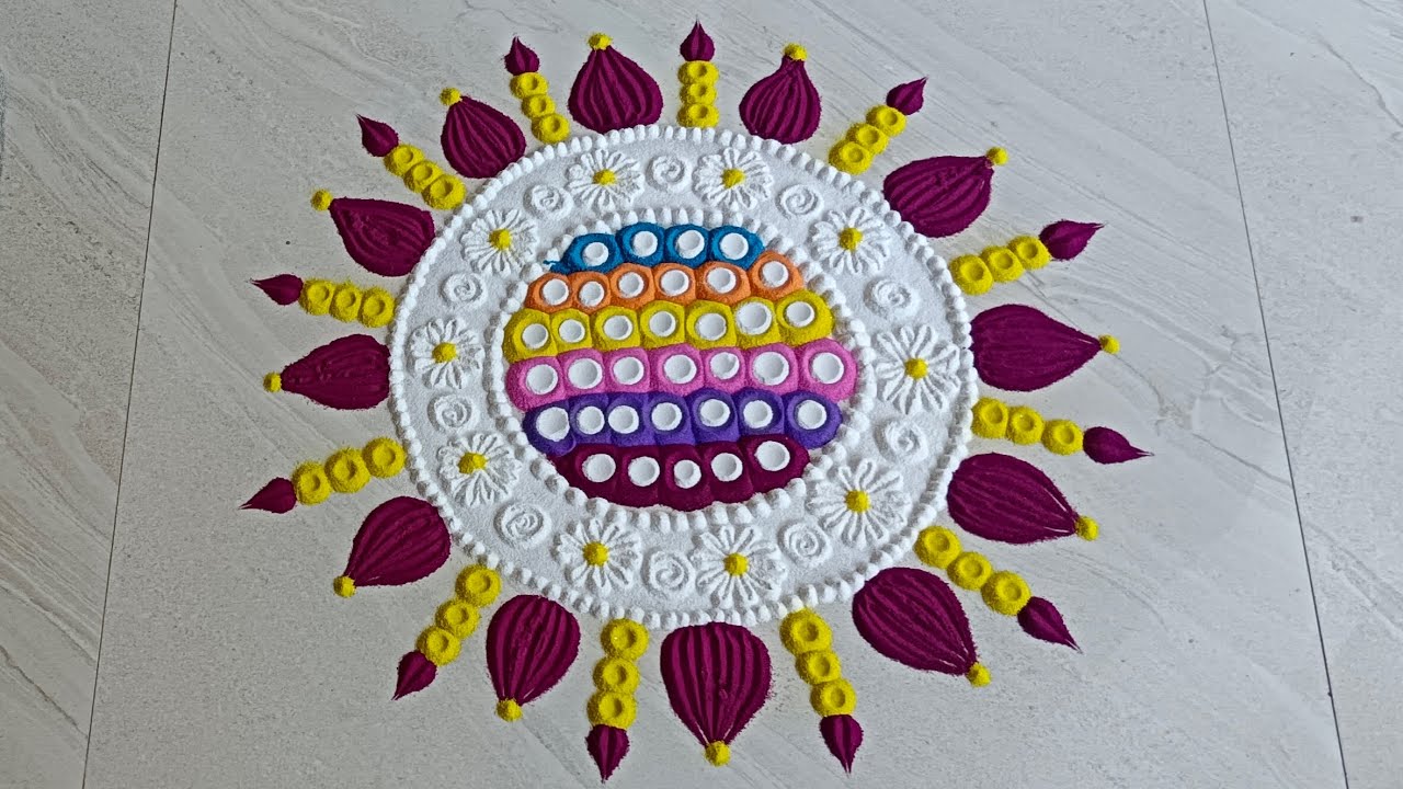 simple and beautiful rangoli tutorial 🤍 - YouTube