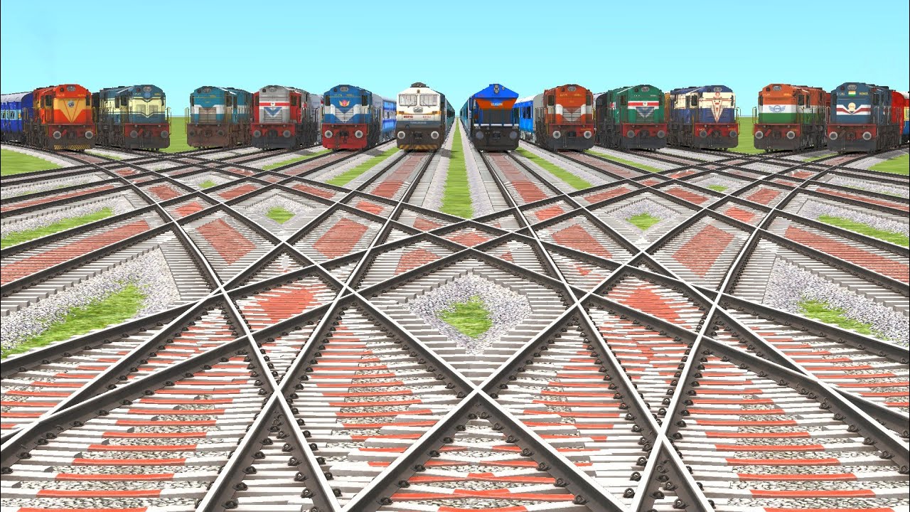 12 TRAIN CROSSING ON BIG DIAMOND RAILROAD | Diesel Train | Indian ...