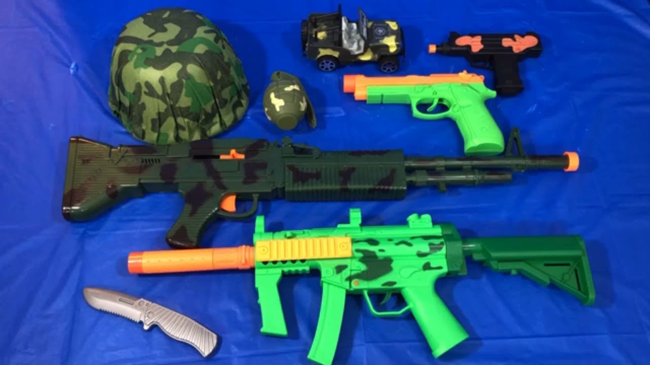 Military Toys Box of Toys for Children Learn Colors with Toy Guns - YouTube