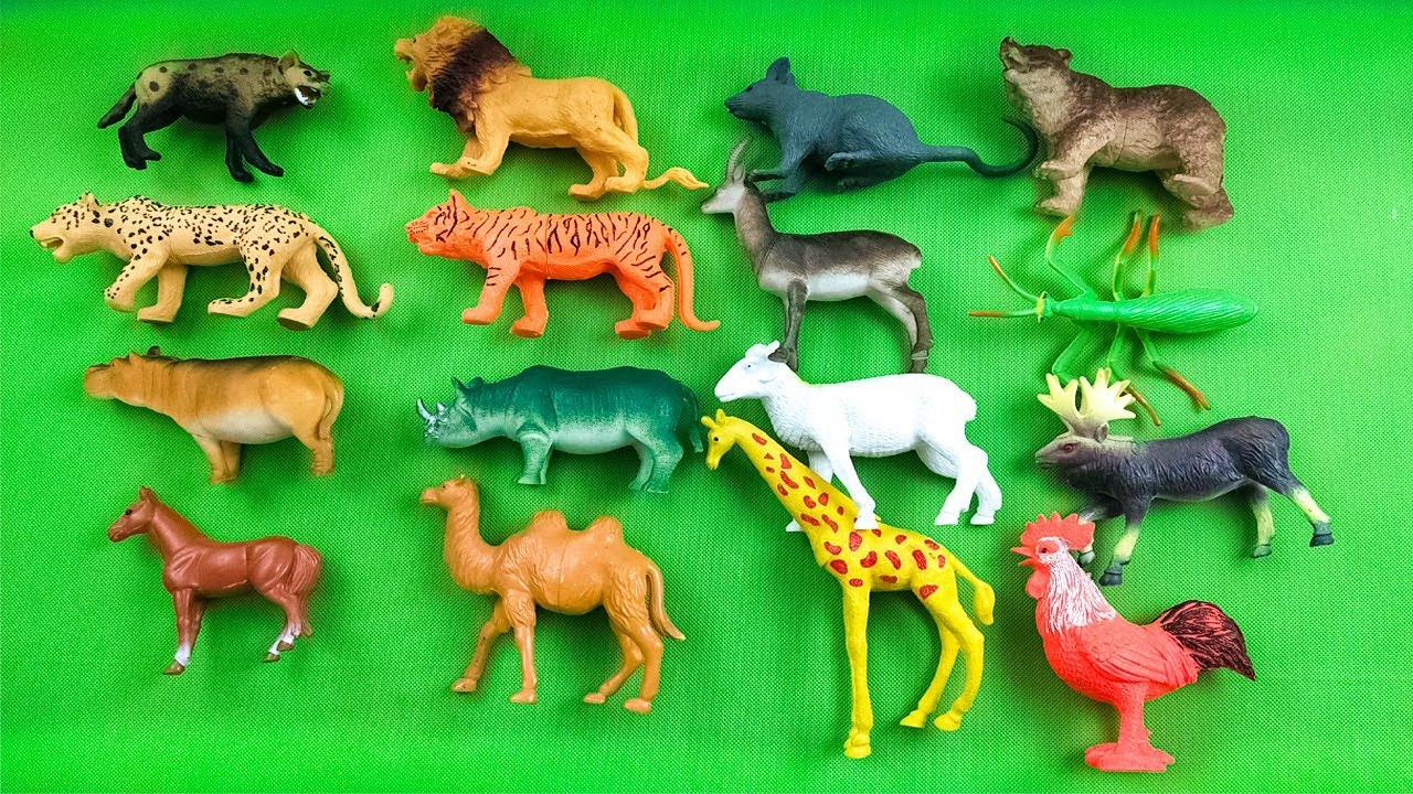 Plastic Toy Wild Animals Antelope Hyena Rhinoceros Moose Tiger Horse ...