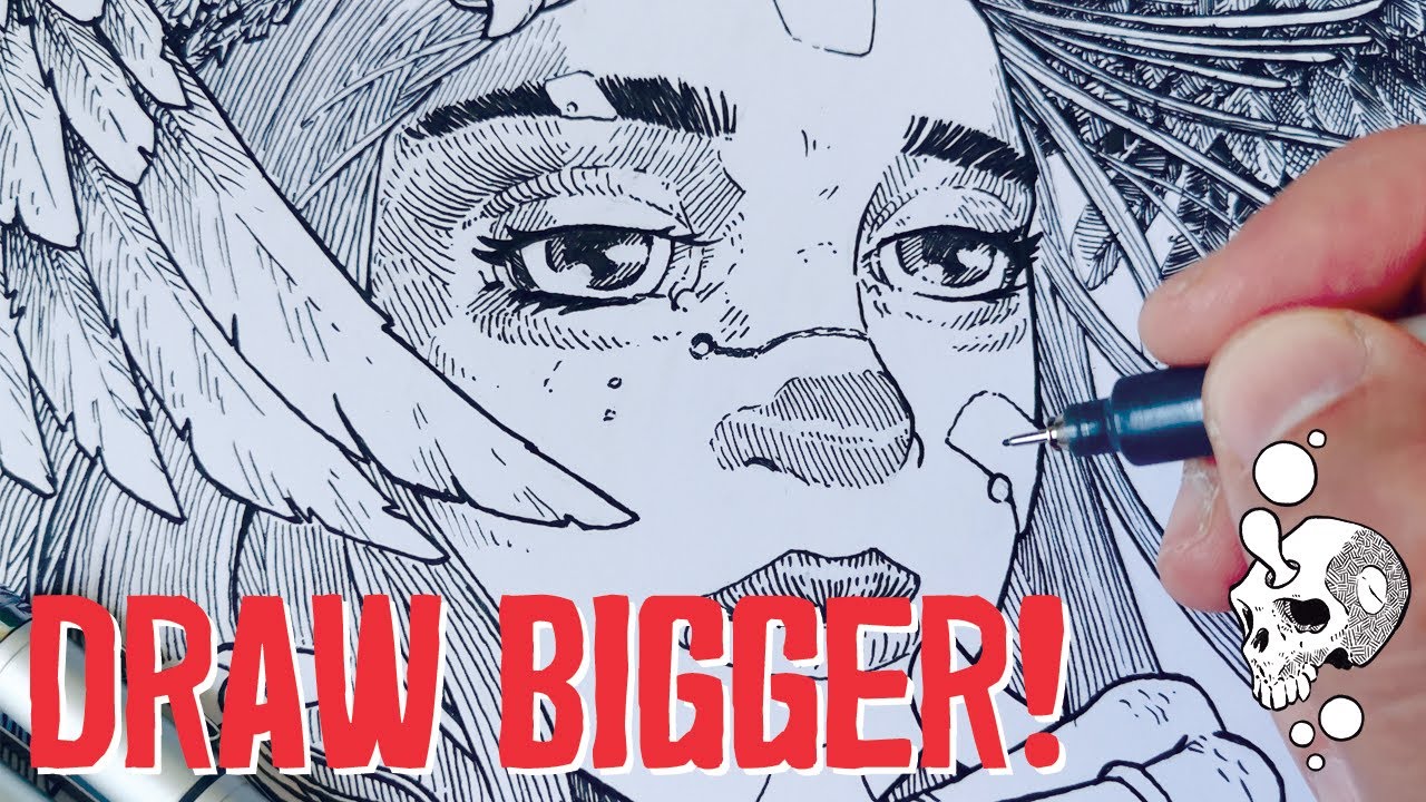 DRAW BIGGER! - Traditional drawing Fantasy Character - YouTube