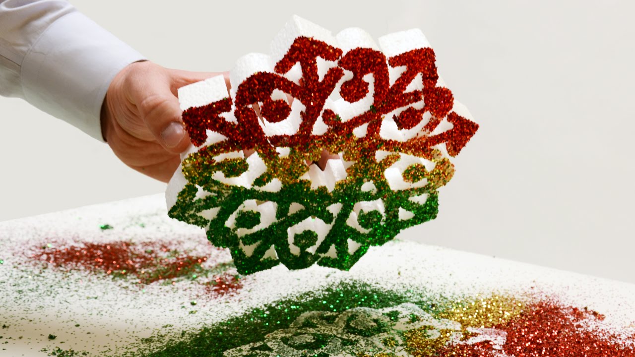 Styrofoam Snowflakes Glitter Project - YouTube