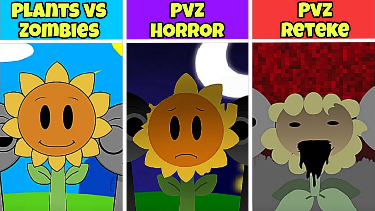 Plants vs Zombies || Normal version vs Horror version vs PvZ Reteke ...