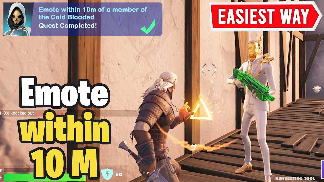Emote within 10m of a member of the Cold Blooded | Fortnite - YouTube