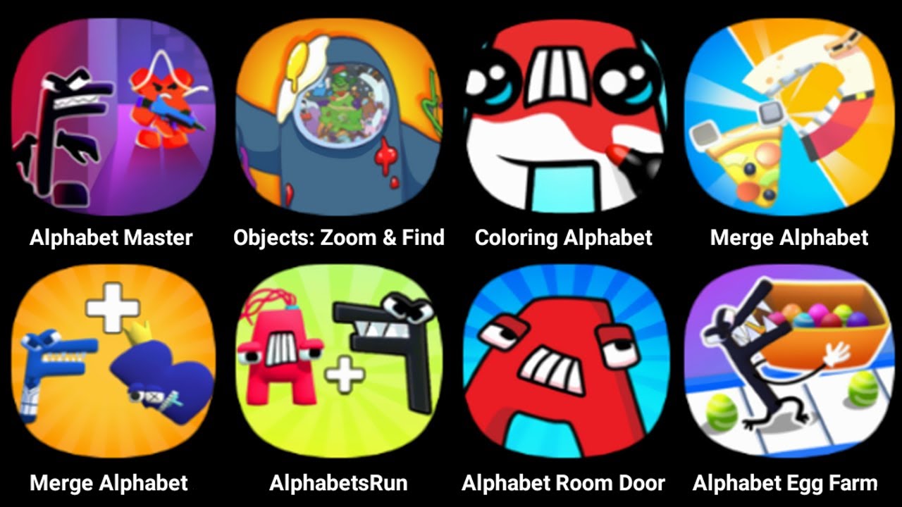 Alphabet Master, Smash Letter, Objects Zoom Find, Coloring Alphabet ...