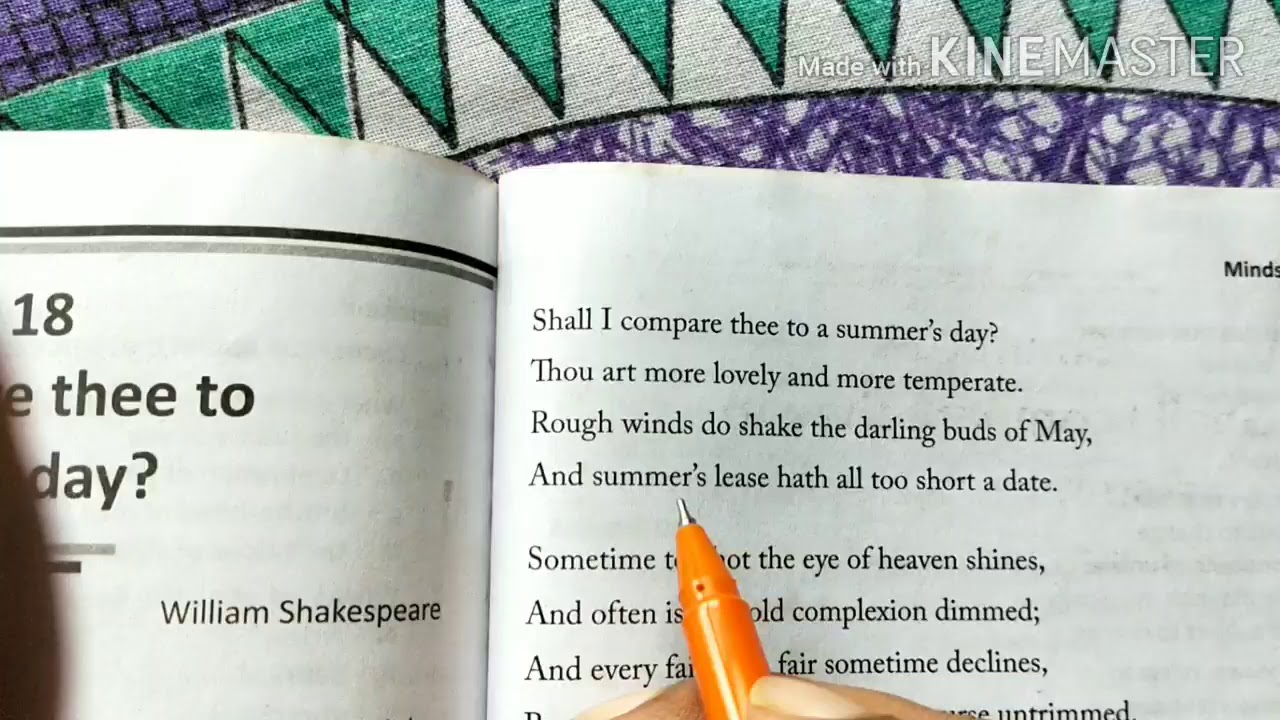 Shall I Compare Thee ( Sonnet 18)by William Shakespeare.Class12 (Wbchse ...
