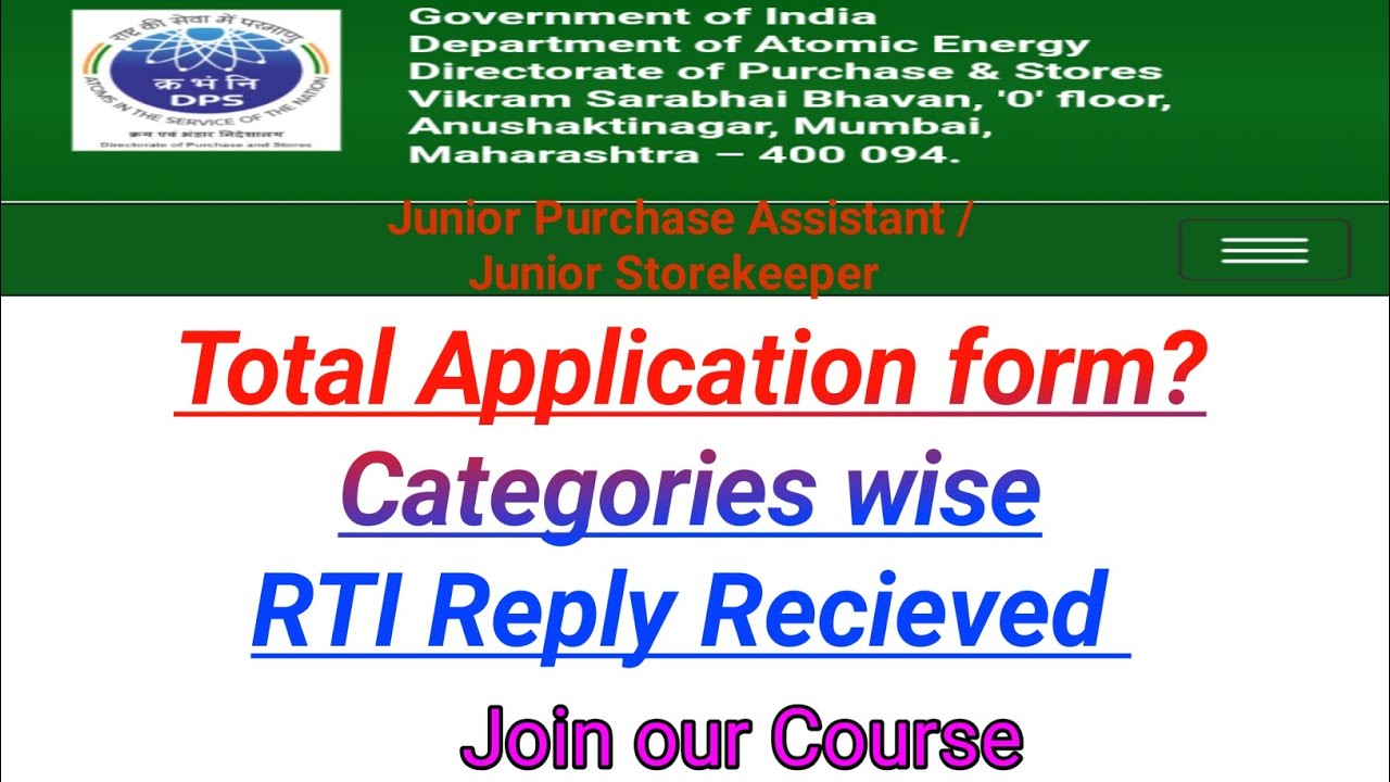 DPS DAE JPA JSK Total Application form explained by RTI - YouTube