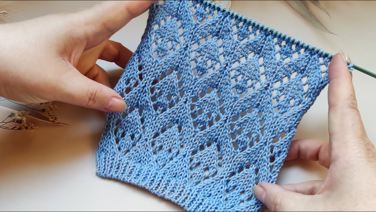 Lace Diamond Stitch Pattern | Ajour-Rautenmuster stricken | Punto Rombi ...