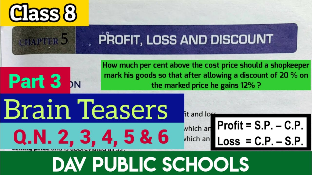 DAV Class 8 Maths Chapter 5 Brain Teasers Q N 2 3 4 5 6 All DAV Class 8 Maths Chapter 5 Brain Teasers Q N 2 3 4 5 6 All