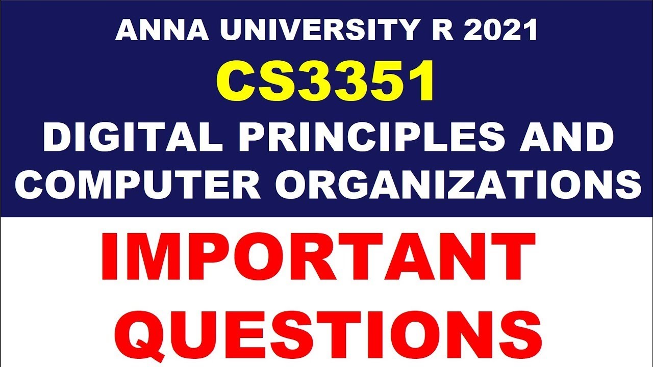 CS3351 DIGITAL PRINCIPLES AND COMPUTER ORGANISATIONS ANNA UNIVERSITY ...