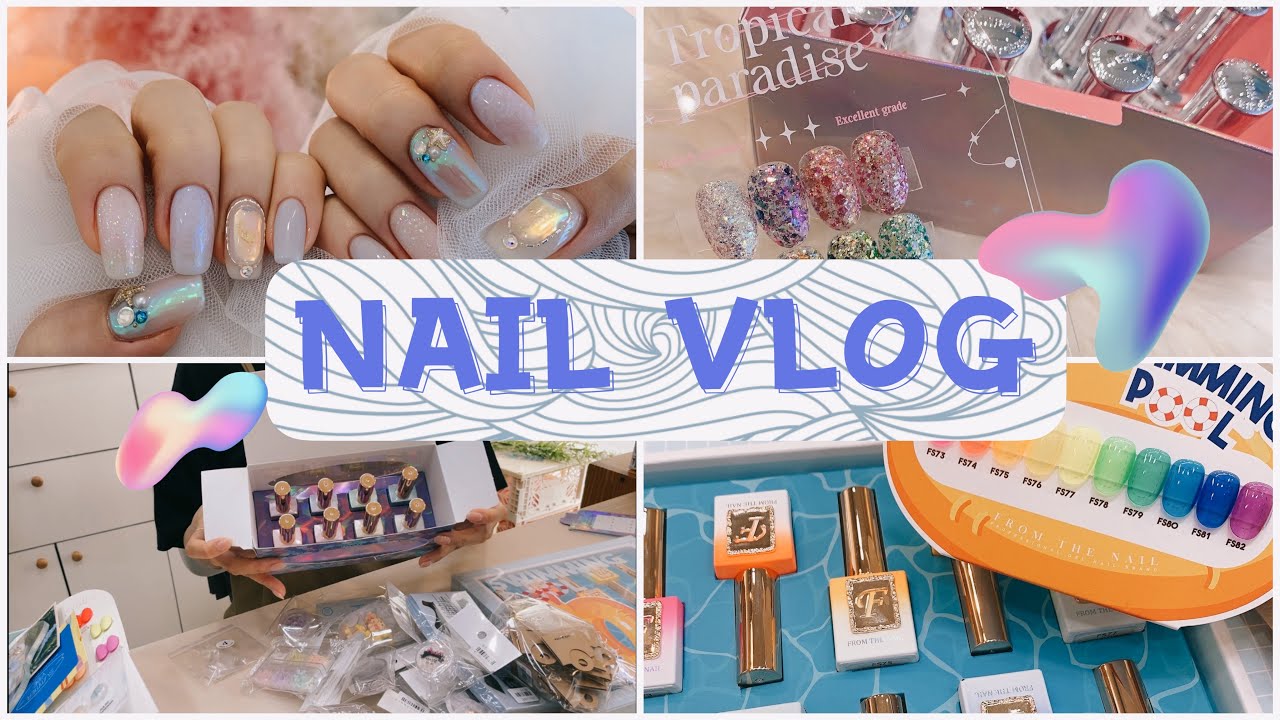Nail Vlog 네일샵브이로그신상컬러신상글리터쏟아진닷아이즈미스텔라비트로피칼파라다이스프롬더네일스위밍풀글라스비치