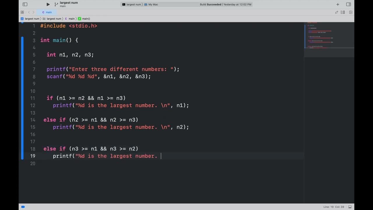 Cprogramming To Print Largest Number Using If Else Statements Youtube