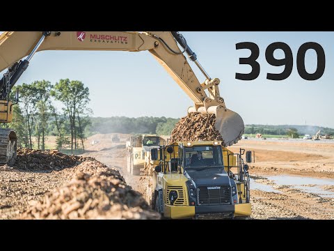 CAT 390F Excavator Loading Trucks for 13 Minutes in 4K - YouTube