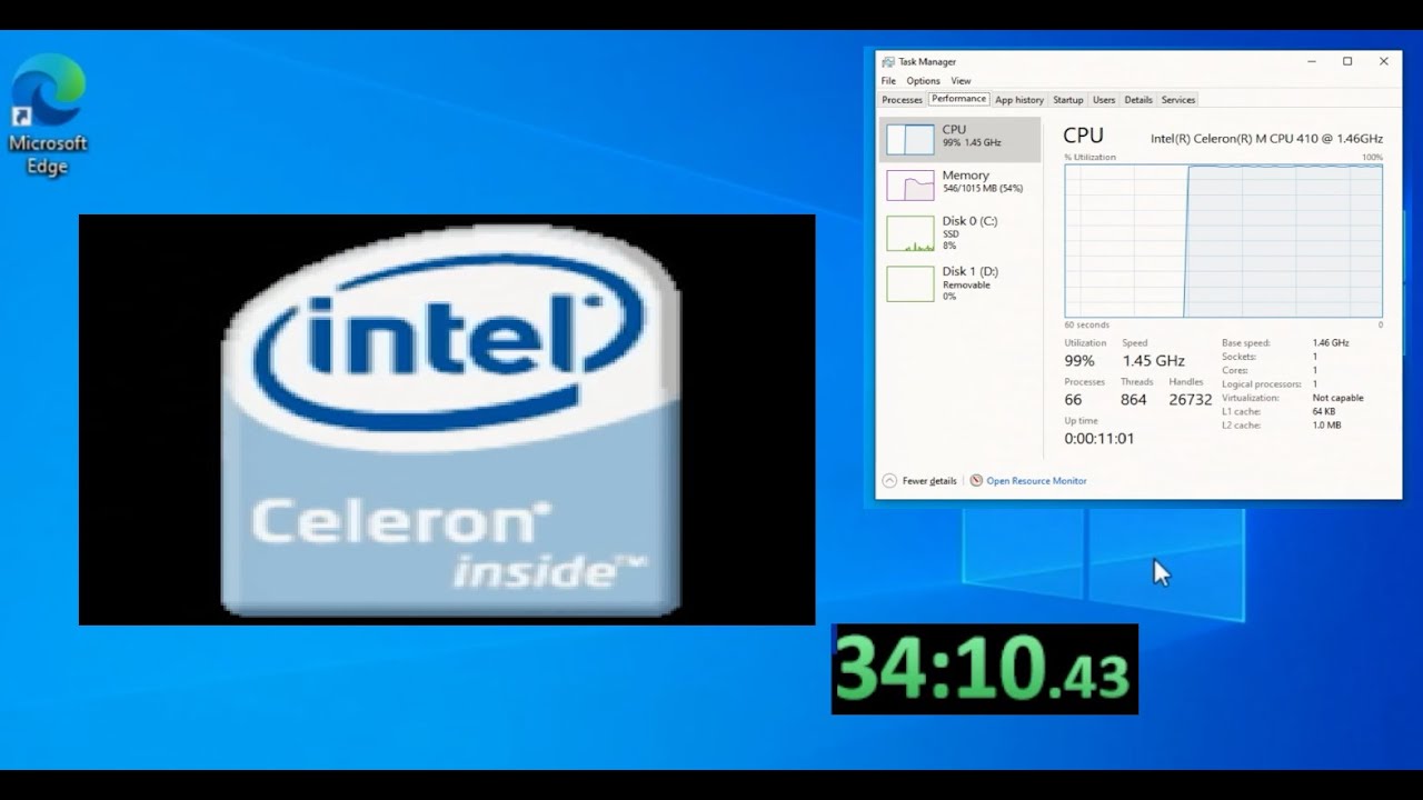 Intel Celeron M Windows 10 Gaming - YouTube