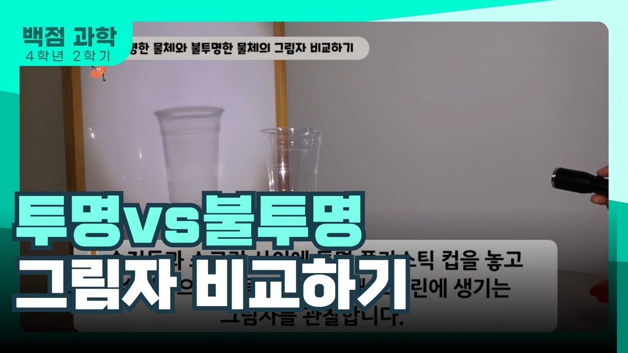 동아출판 백점 과학 4학년 2학기 3 그림자와 거울 실험 투명한 물체와 불투명한 물체의 그림자 비교하기 Youtube