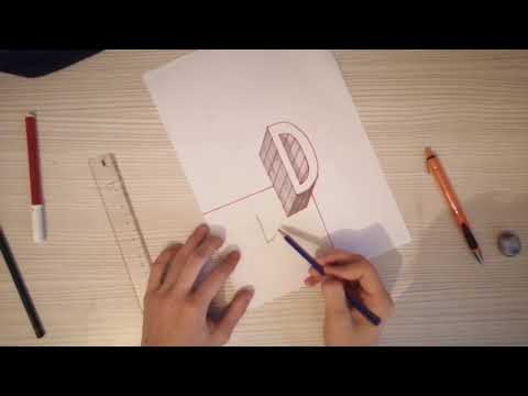 ADIM ADIM ÜÇ BOYUTLU D HARFİ ÇİZİMİ/3D TRİCK ART ON LİNE PAPER,FLOATİNG LETTER D