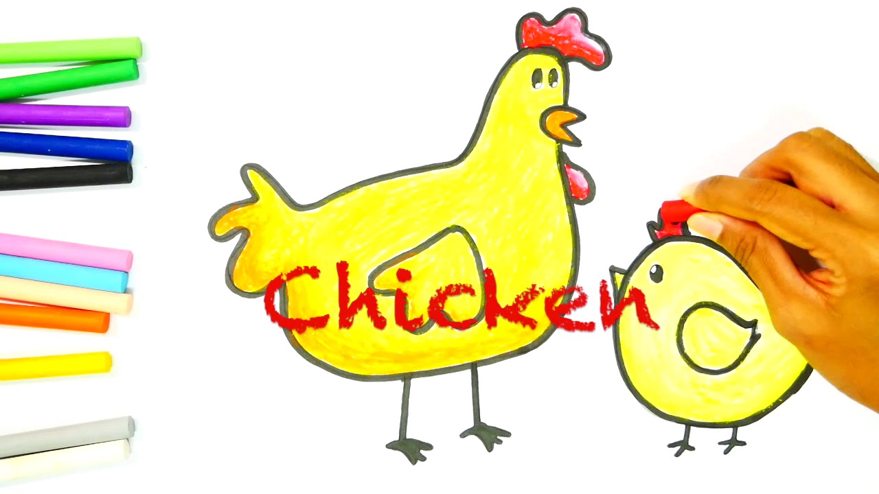 (advanced for kids) Draw and color "Chicken & Duck" /Learn colors and ...