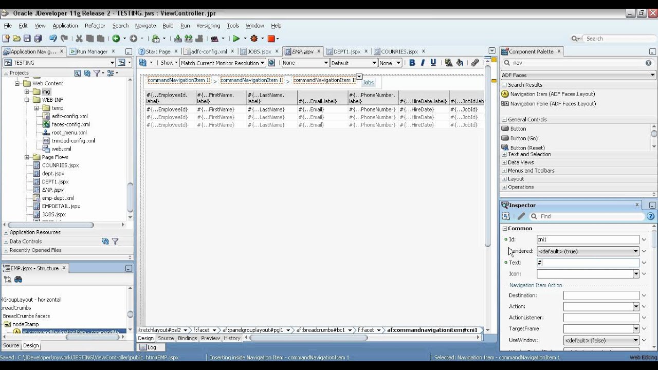 Breadcrumbs Oracle Adf Jdeveloper 11gr2 Tutorial Youtube