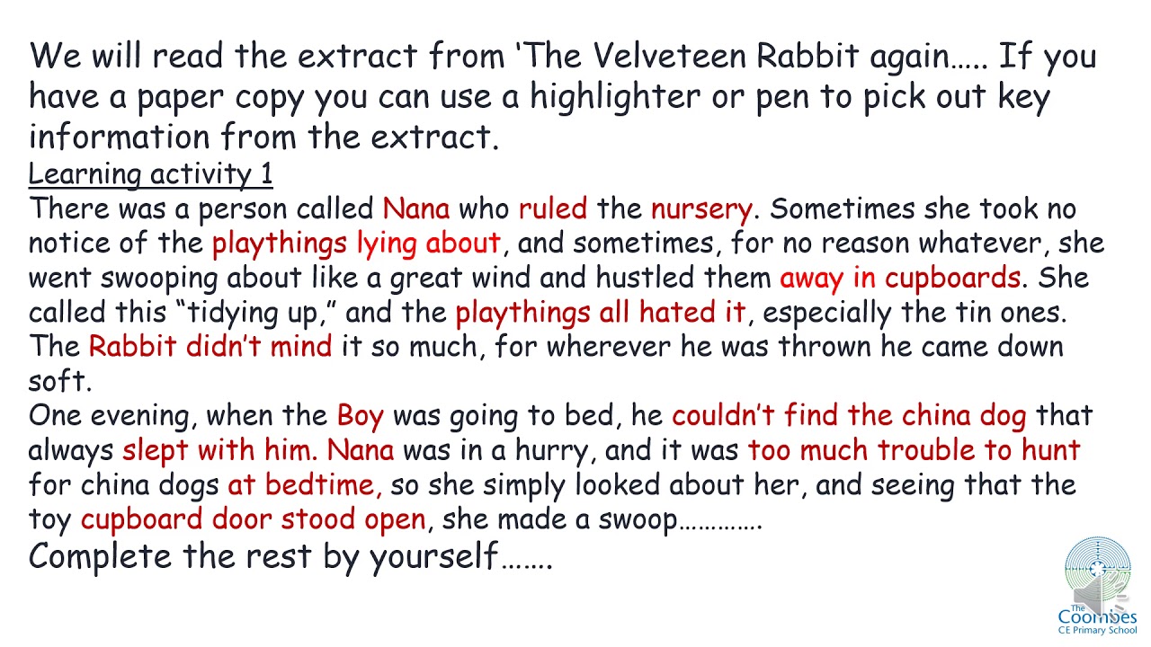 Lower KS2 Reading Week 5 - Day 2 - YouTube