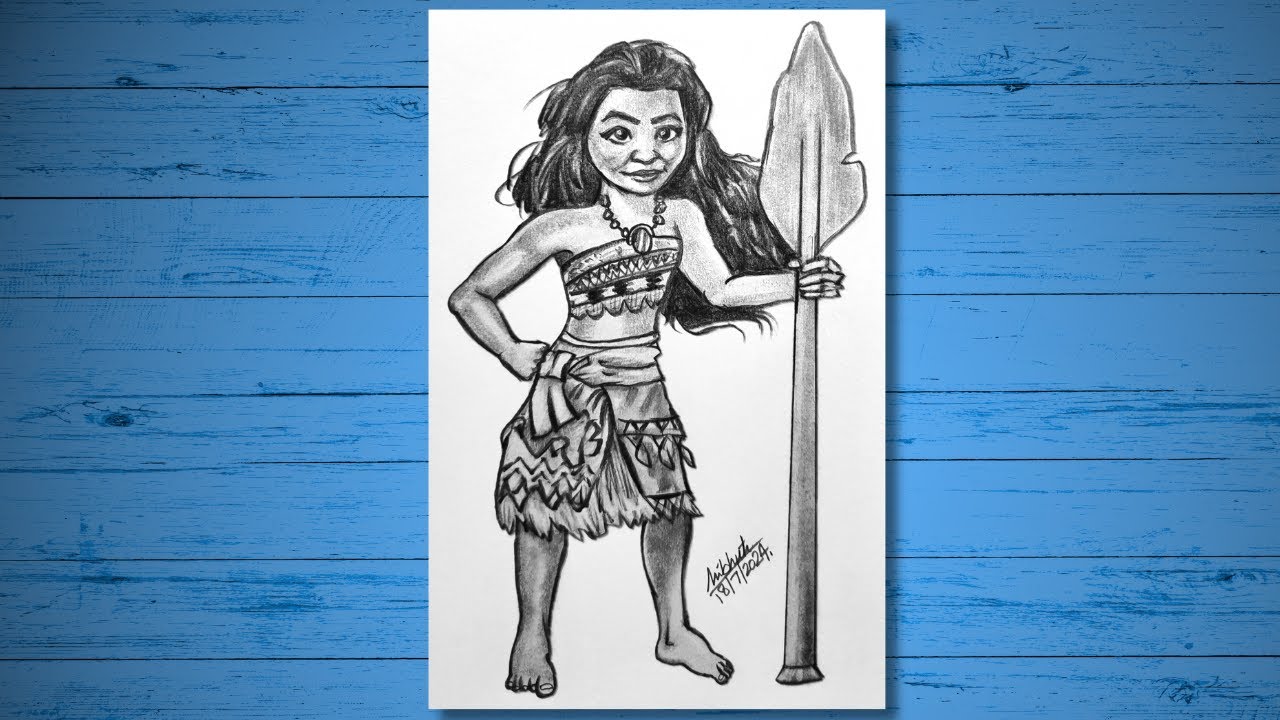 How To Draw Moana | Graphite Pencil ️ Drawing Sketch Timelapse | Easy ...
