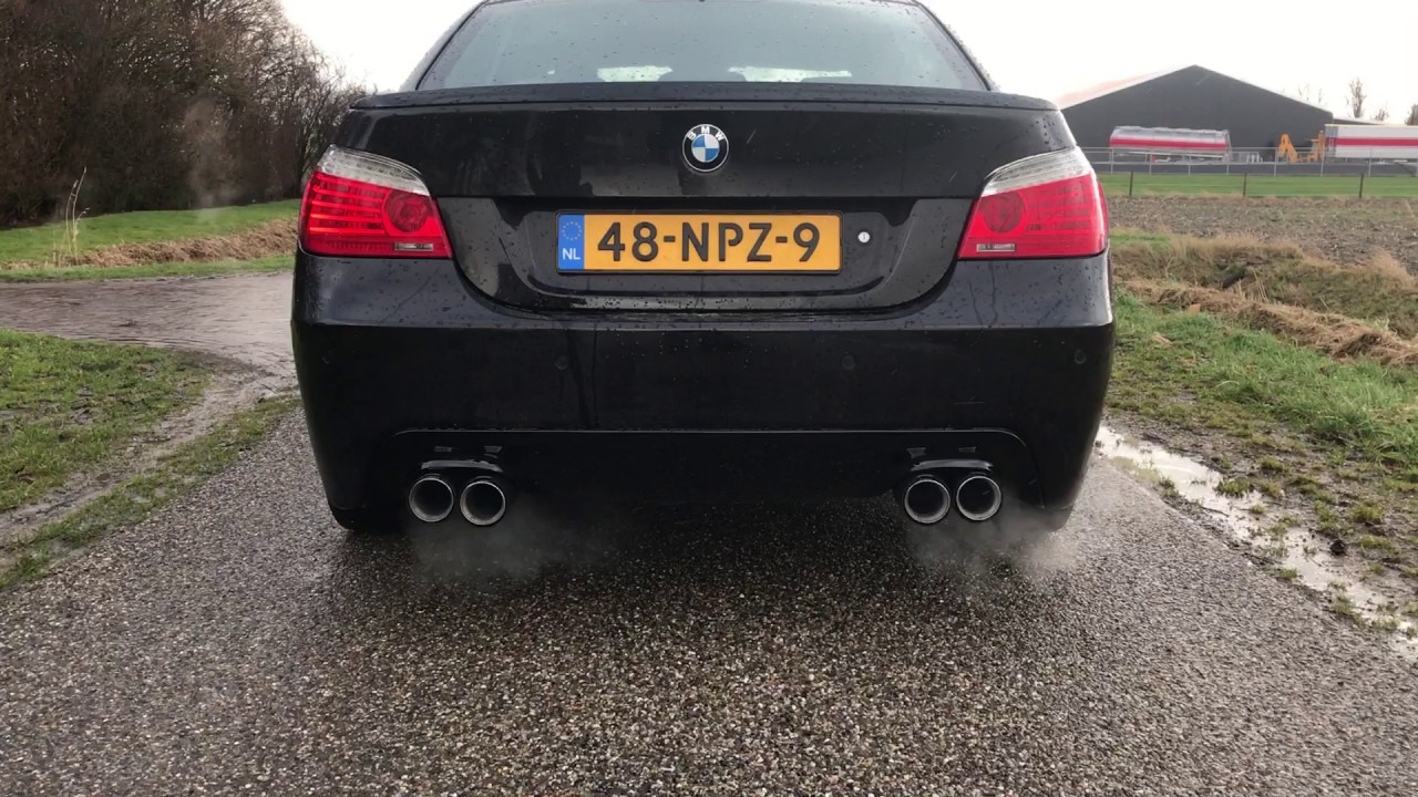 BMW e60 550i full custom exhaust - YouTube