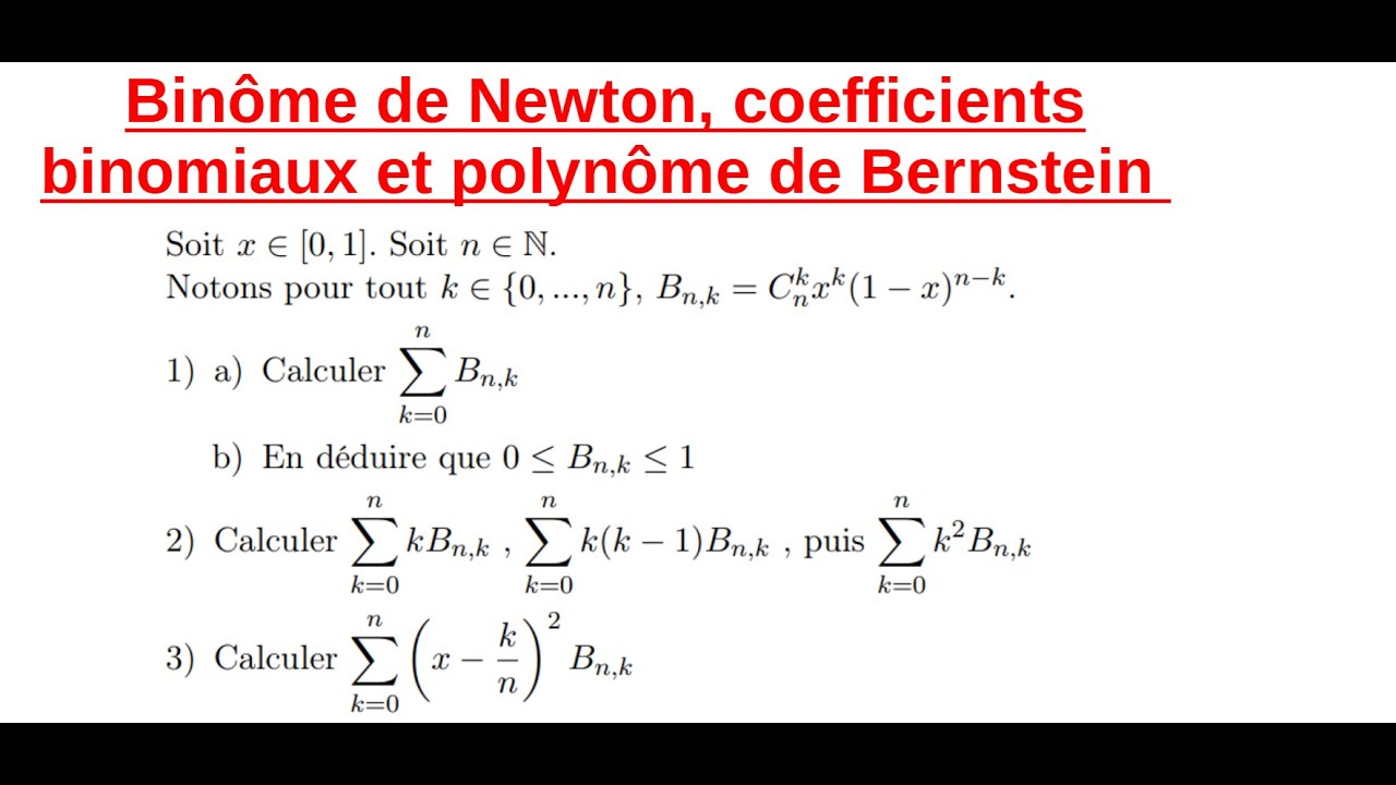 Sommes, coefficients binomiaux, binôme de Newton et Polynôme de ...
